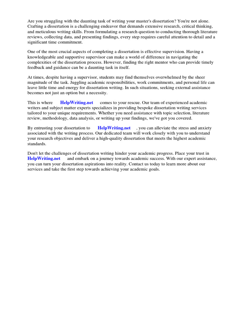 Masters Dissertation Supervision | PDF | Thesis | Methodology