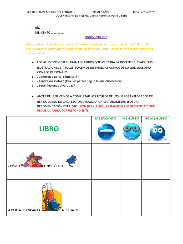 Secuencia de La Bruja Berta Actividades | PDF