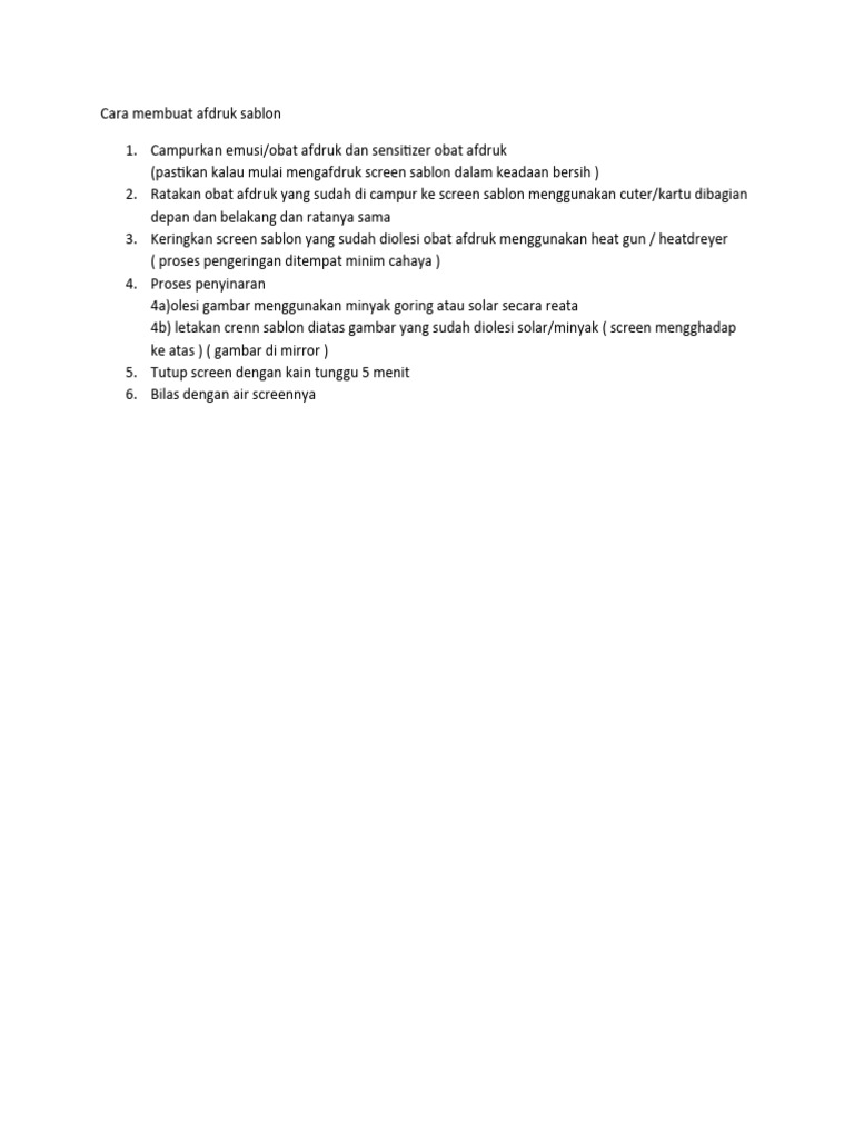 Panduan Membuat Afdruk Sablon | PDF