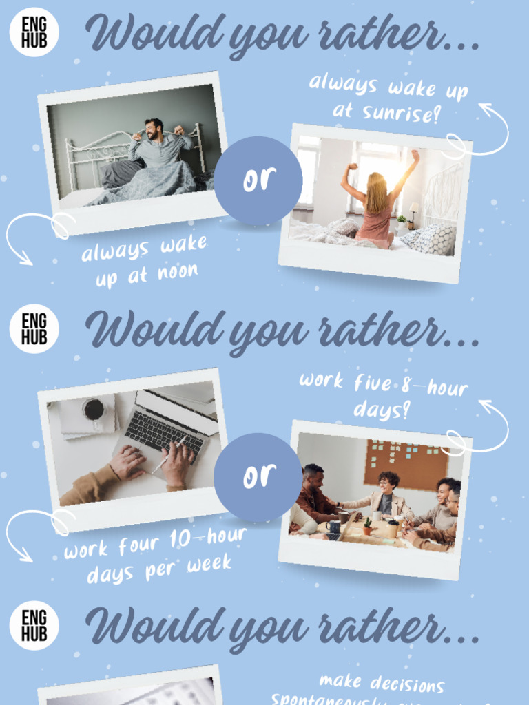 A1-A2 Would You Rather Question Cards | PDF