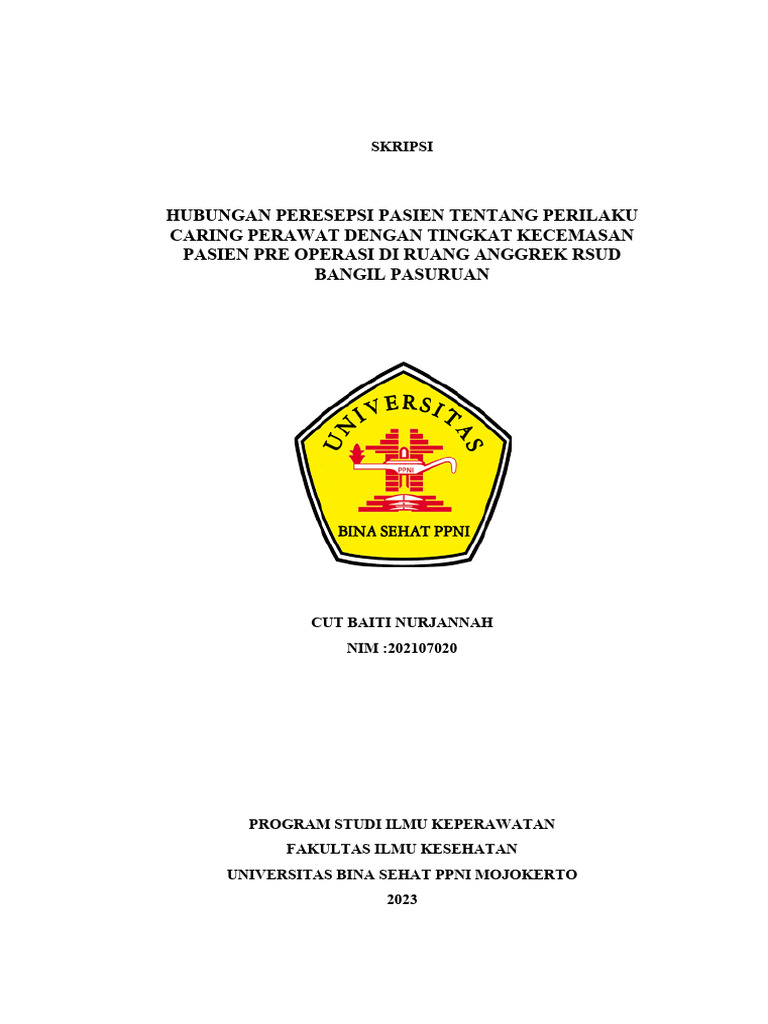 Persepsi Pasien dan Kecemasan Pre Operasi | PDF