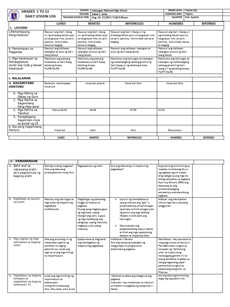 Filipino Dll. Finaldocx | PDF