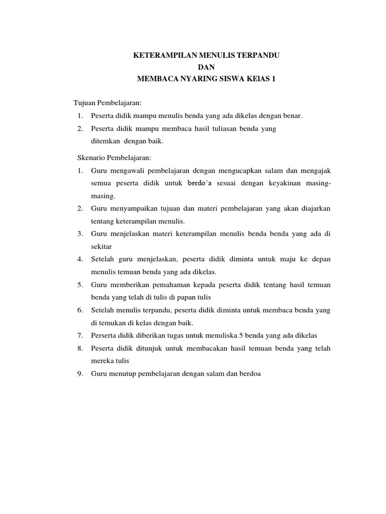 Eksplorasi Konsep Menulis Terpandu Dan Membaca Nyaring | PDF