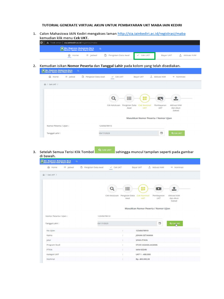 Tutorial Generate Virtual Akun Untuk Pembayaran Ukt Maba Iain Kediri | PDF | Bisnis ...