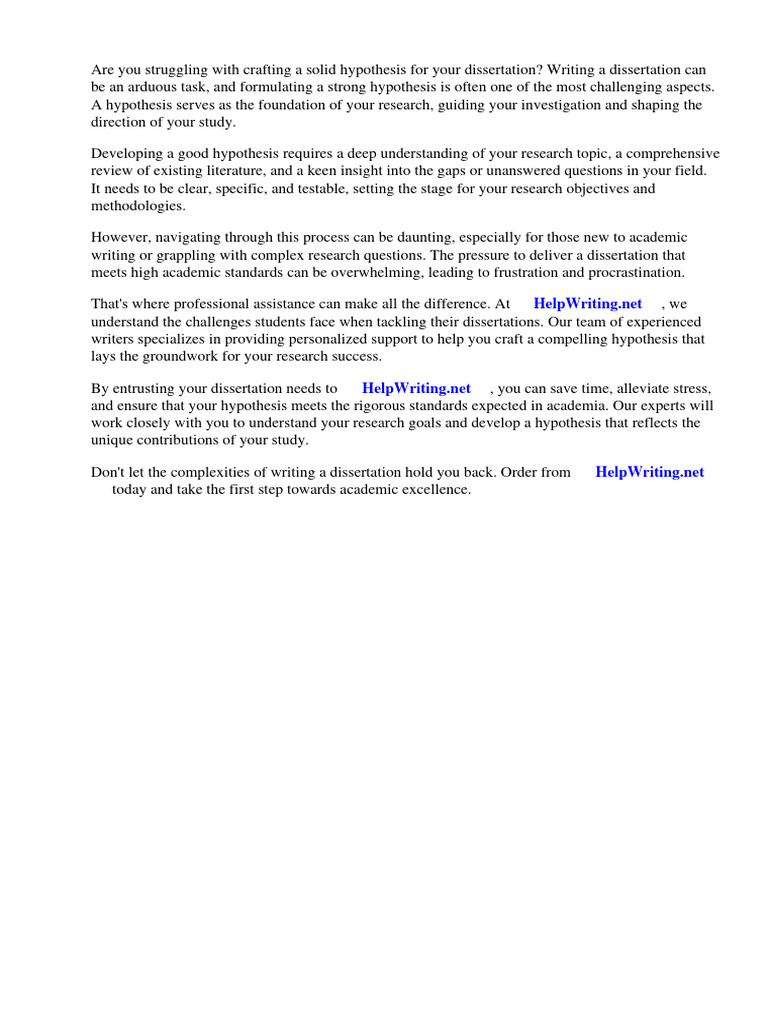 How To Write A Good Hypothesis For A Dissertation | PDF | Hypothesis ...