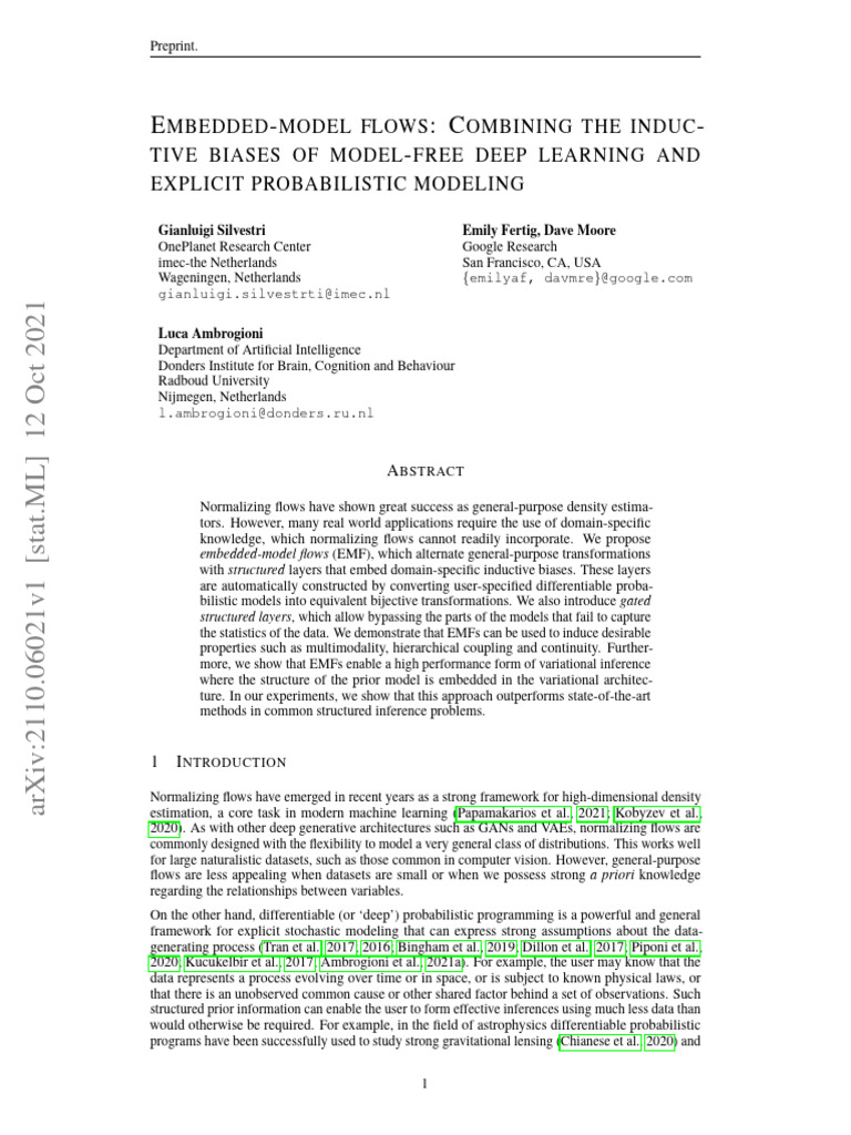 Embedded-Model Flows Combining The Inductive Biase | PDF | Applied Mathematics | Statistical Theory