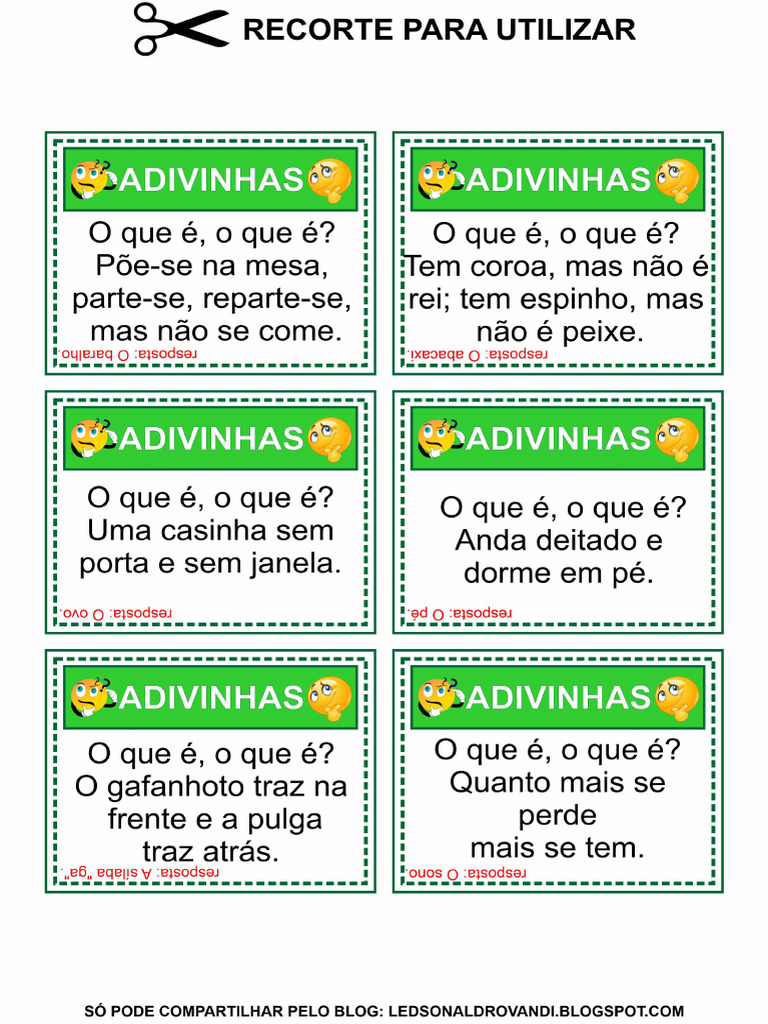 Fichas Dos Adivinhas | PDF