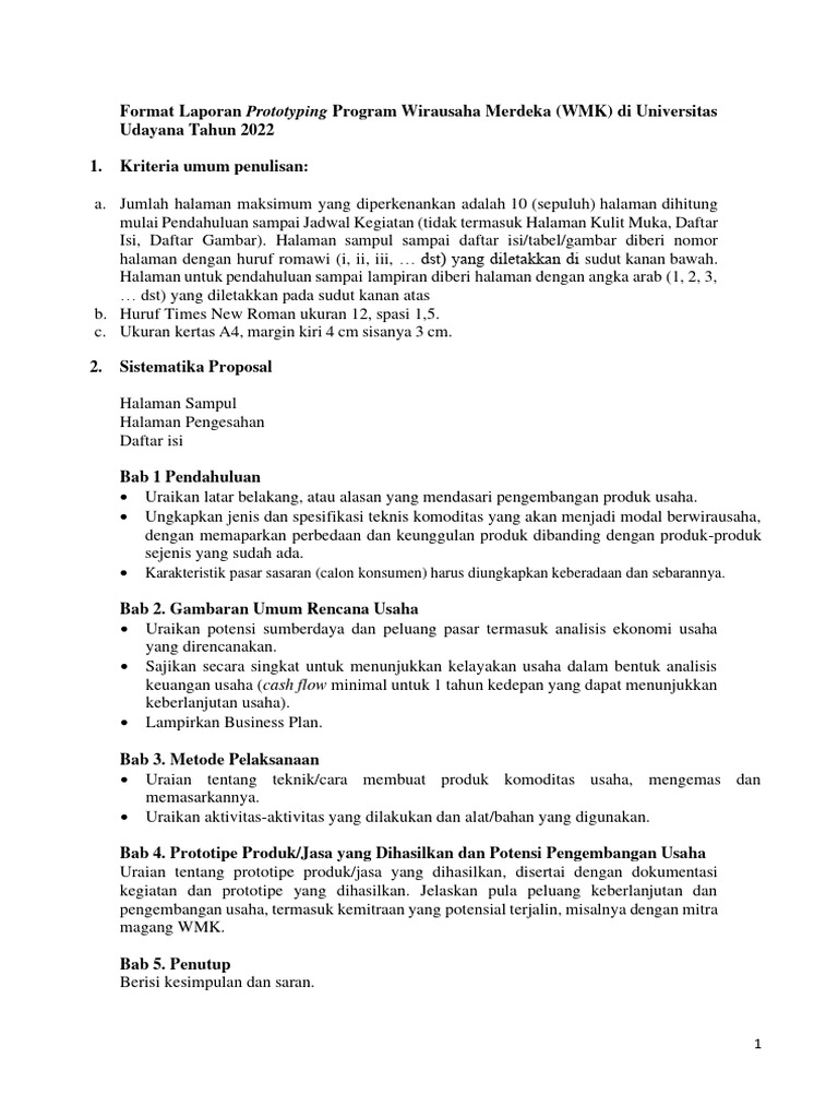 Format Laporan Prototyping Program Wirausaha Merdeka | PDF | Seni