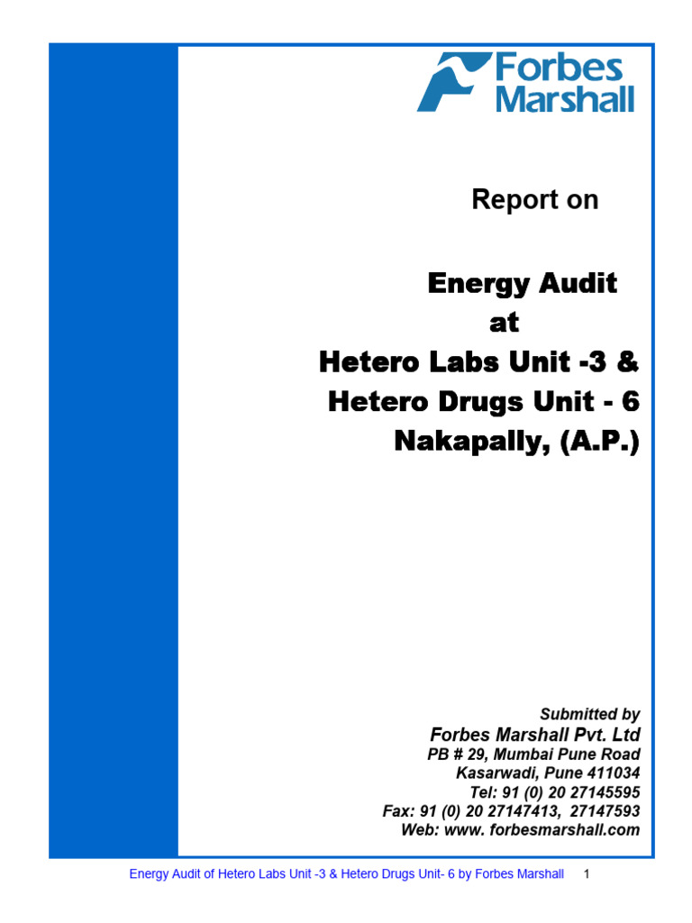Energy Audit at HETERO LABS UNIT HETERO DRUGS UNIT 6 1706212997 | PDF ...