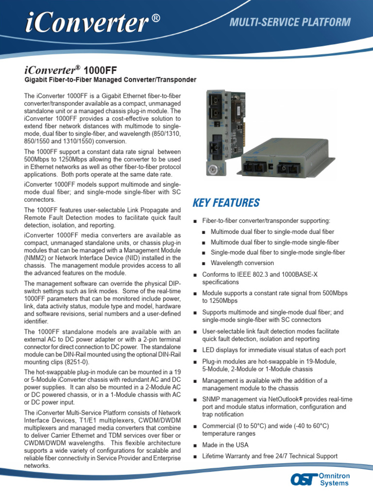 8640DS-L Iconverter 1000FF | PDF | Wavelength Division Multiplexing ...