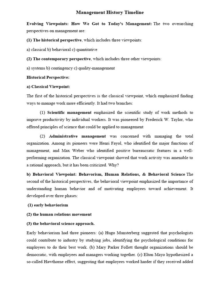 Management History Timeline | PDF | System | Science