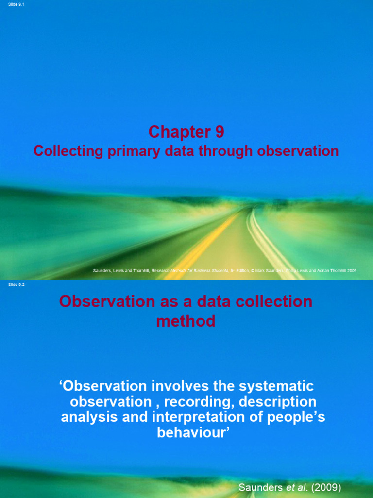 Chapter 9 | PDF | Methodology | Observation Chapter 9 | PDF | Methodology | Observation