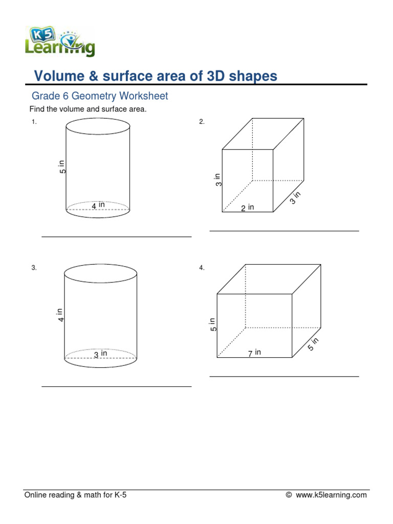 Grade 6 Volume Surface Area 3d Shapes e | PDF