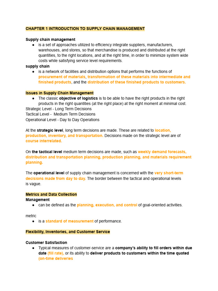 Chapter 1 Introduction To Supply Chain Management Supply Chain Management | PDF | Logistics ...