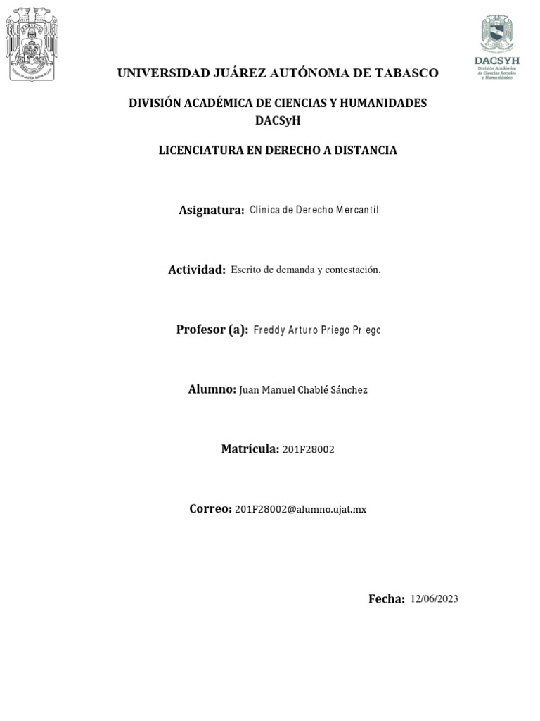 Chablé Sánchez JuanManuel U3 A11 | PDF | Demanda judicial | Sentencia (ley)
