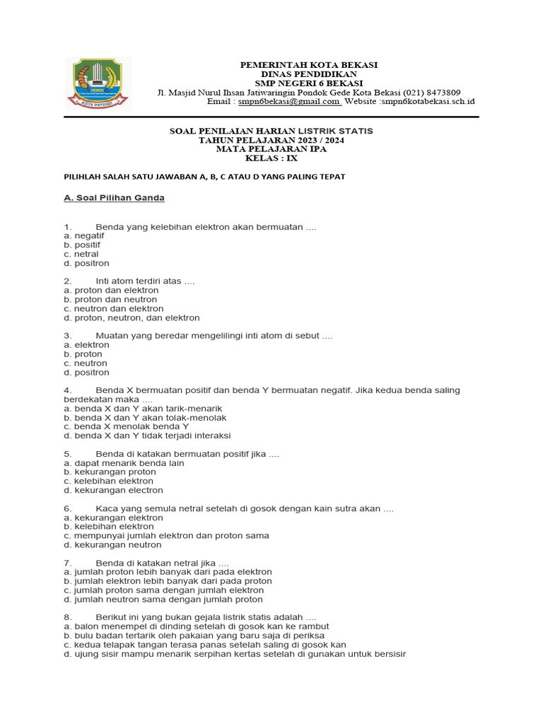 Soal PH3 Ganjil Ipa KLS Ix 1819 | PDF | Sains & Matematika | Teknologi & Rekayasa
