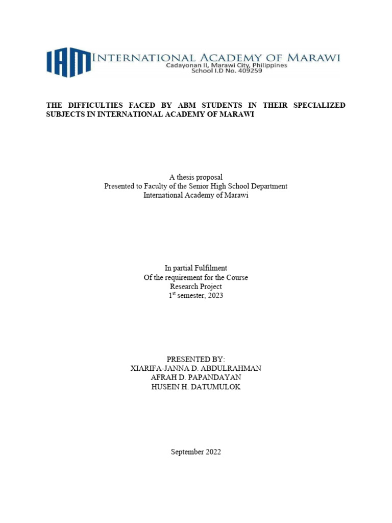 ABM-RESEARCHfINAL | PDF | Qualitative Research | Self Concept