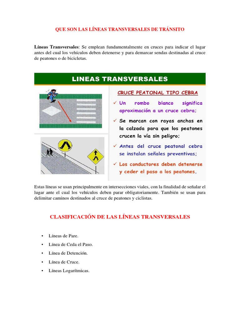 PDF Líneas Transversales de Tránsito | PDF