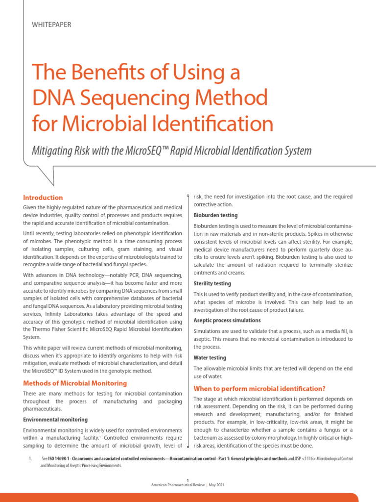 Whitepaper Benefits DNA Sequencing Microbial Identification Pharma ...
