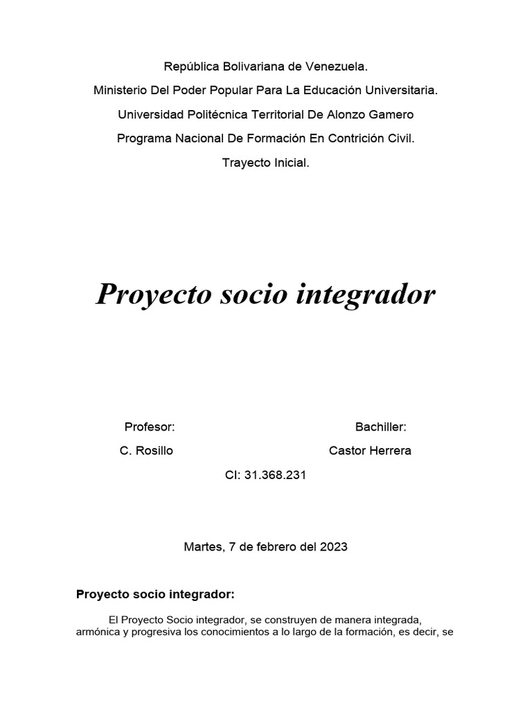 Proyecto Socio Integrador | PDF | Comunidad | Sociedad