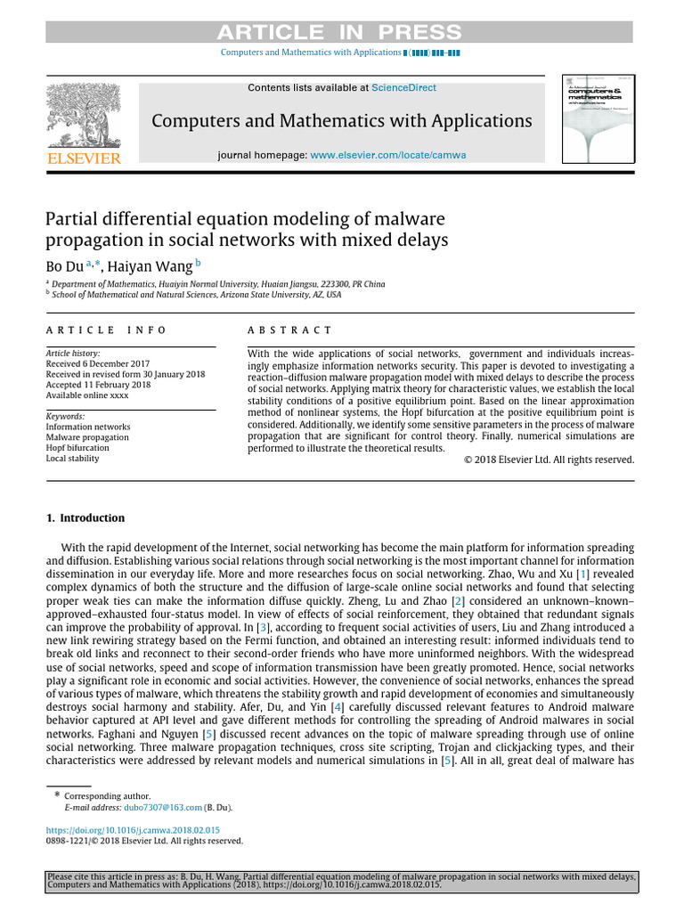 Partial Differential Equation Modeling of Malware | PDF | Partial ...