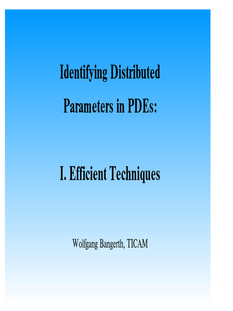 Efficient Techniques for PDE Parameter Identification | PDF | Inverse ...