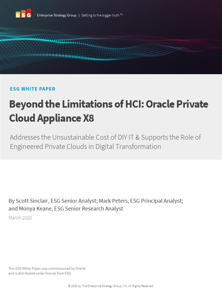 Esg Wp Oracle Pca Mar20 Pdf Cloud Computing Oracle Corporation