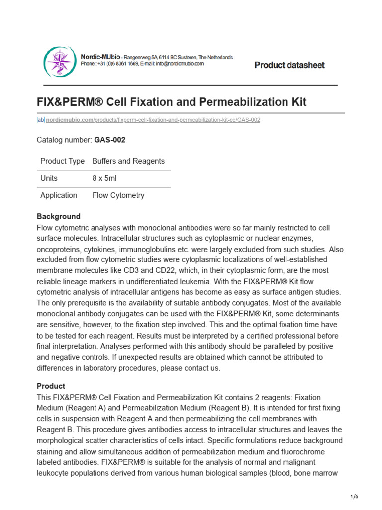 FIXampPERM Cell Fixation and Permeabilization Kit | PDF