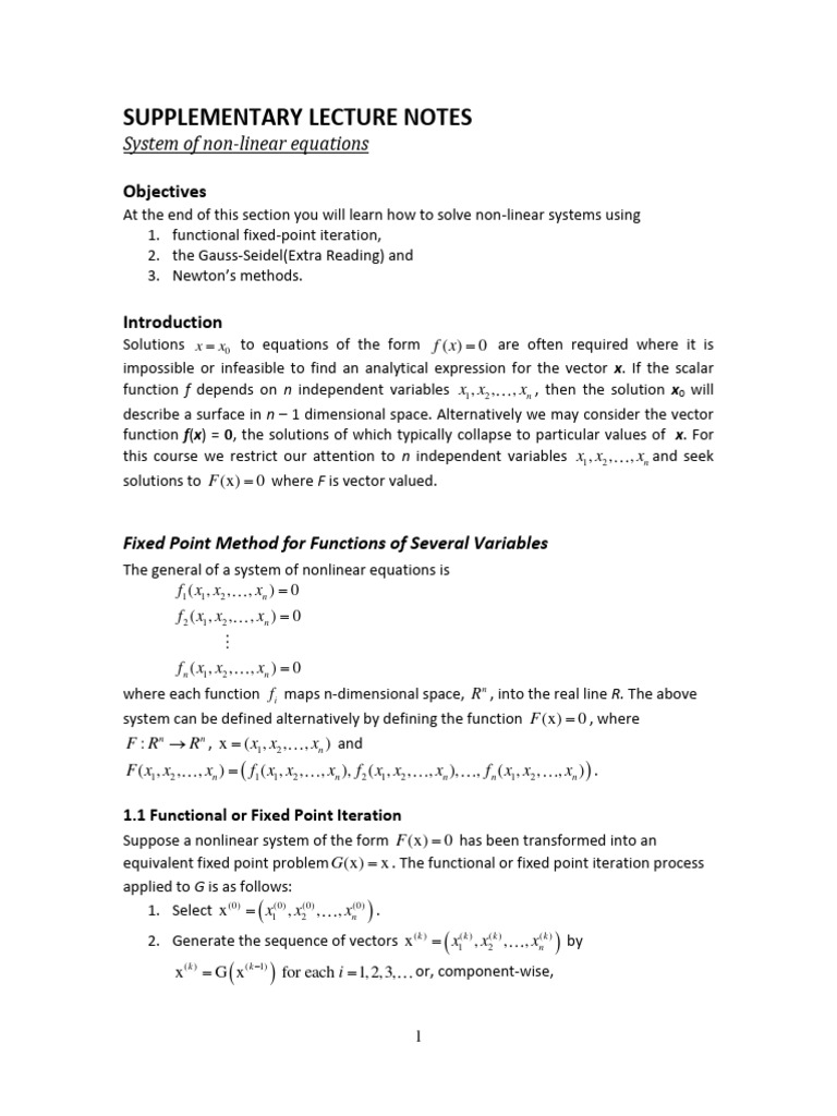 Non Linear Iterative Methods Pdf Nonlinear System Vector Space