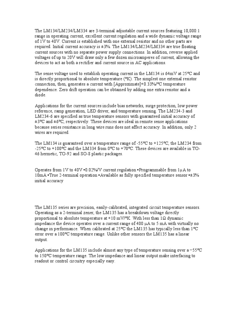 The LM134 | PDF | Electric Power | Electrical Equipment