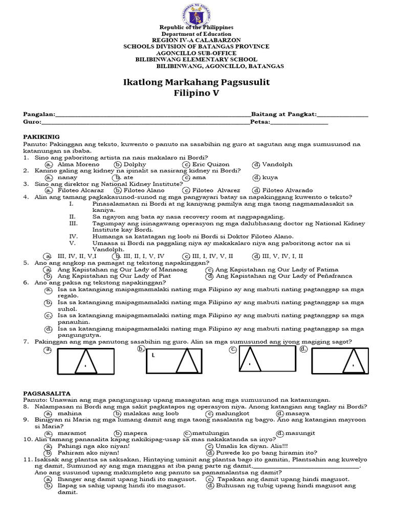 PT - Filipino 5 - Q3 | PDF