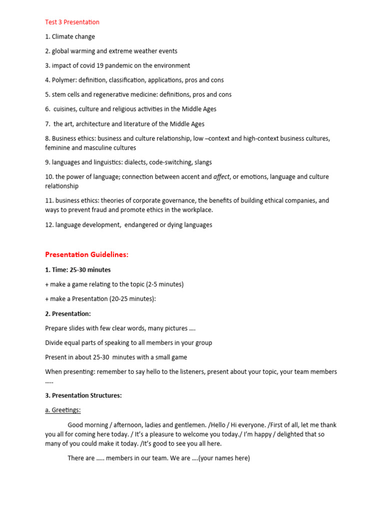 TRS501 Presentation Guideline | PDF | Career & Growth