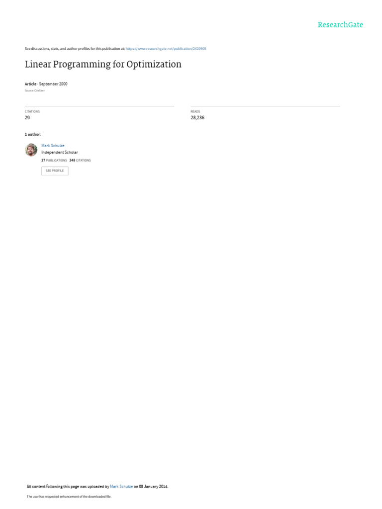 Linear Programming For Optimization | PDF | Linear Programming ...