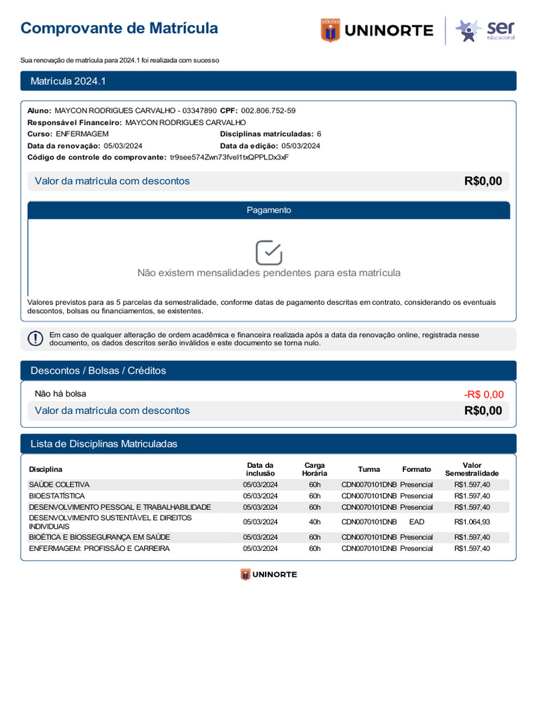 Compro Vante Matric Ula | PDF