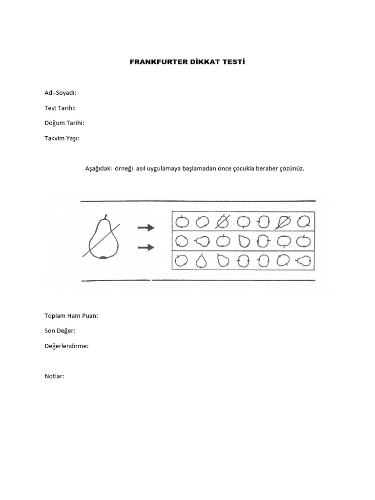FRANKFURTER DIKKAT TESTI Formu | PDF