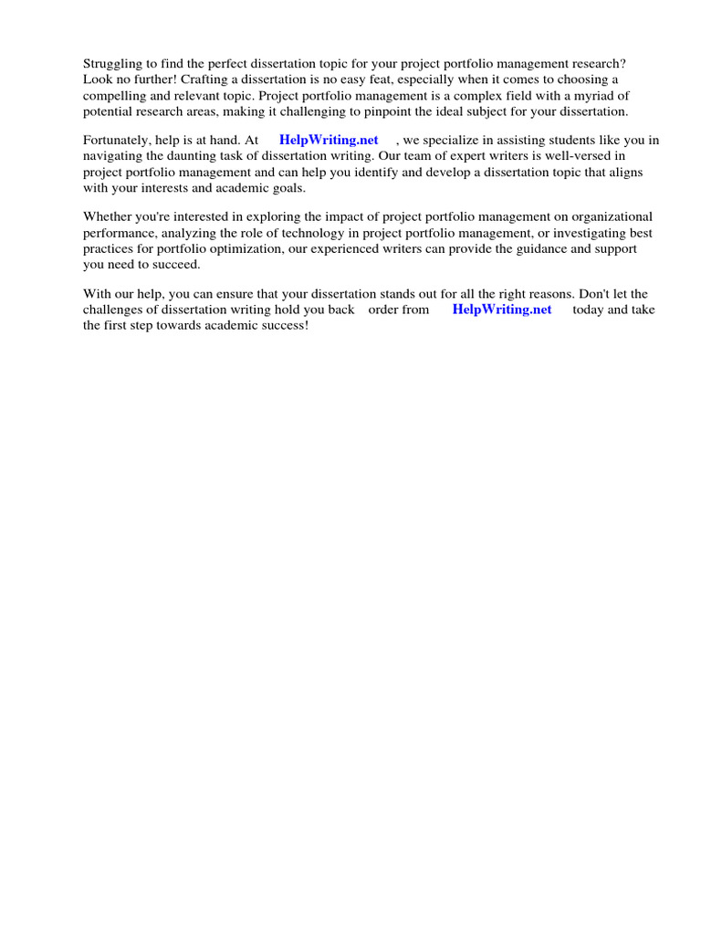 Project Portfolio Management Dissertation Topics | PDF | Investment ...
