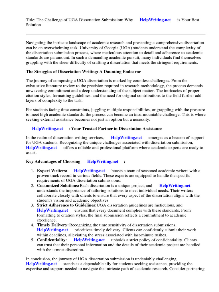 Uga Dissertation Submission | PDF | Thesis | Written Communication