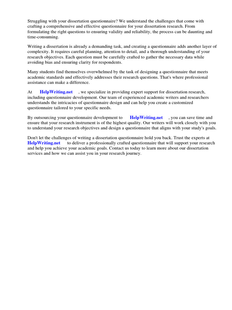 Dissertation Questionnaire How Many Questions | PDF | Questionnaire ...