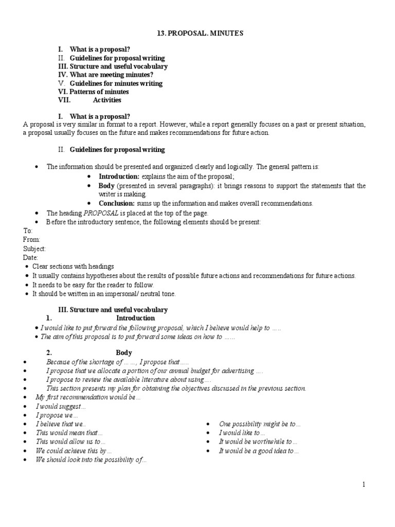 Proposal. Minutes | PDF