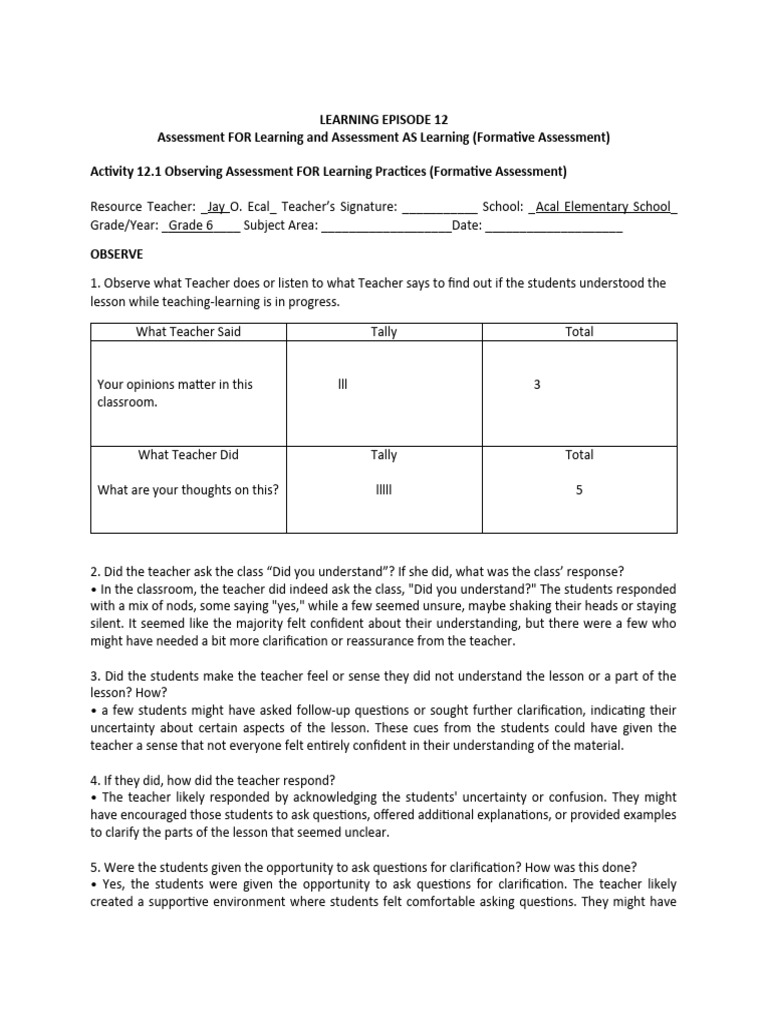 FS1 EP12 Done | PDF | Educational Assessment | Learning