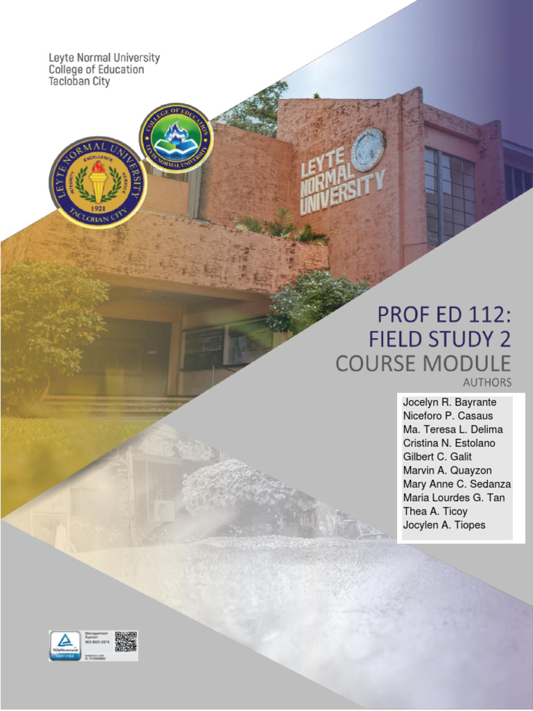 PROF ED 112 Field Study 2 Course Module MLGT | PDF | Classroom Management | Learning