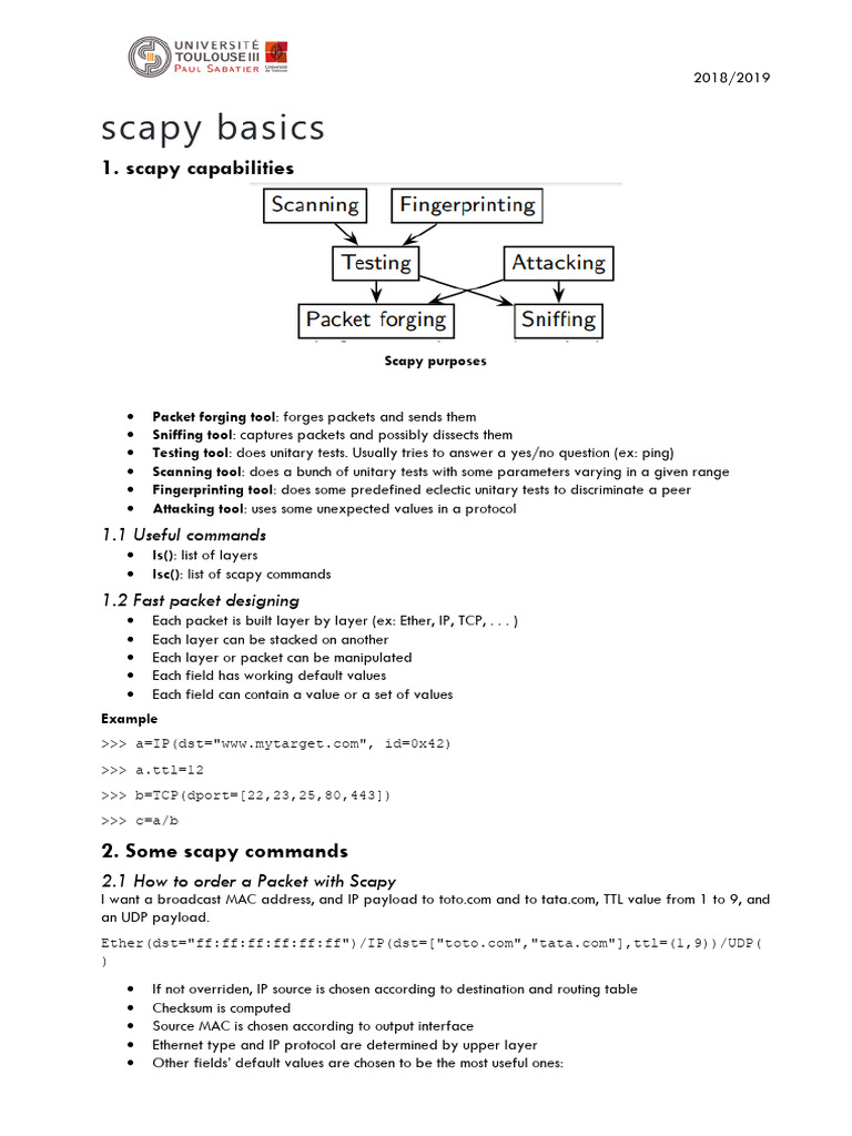 TP_scapy_basics | PDF | Internet Protocols | Transmission Control Protocol