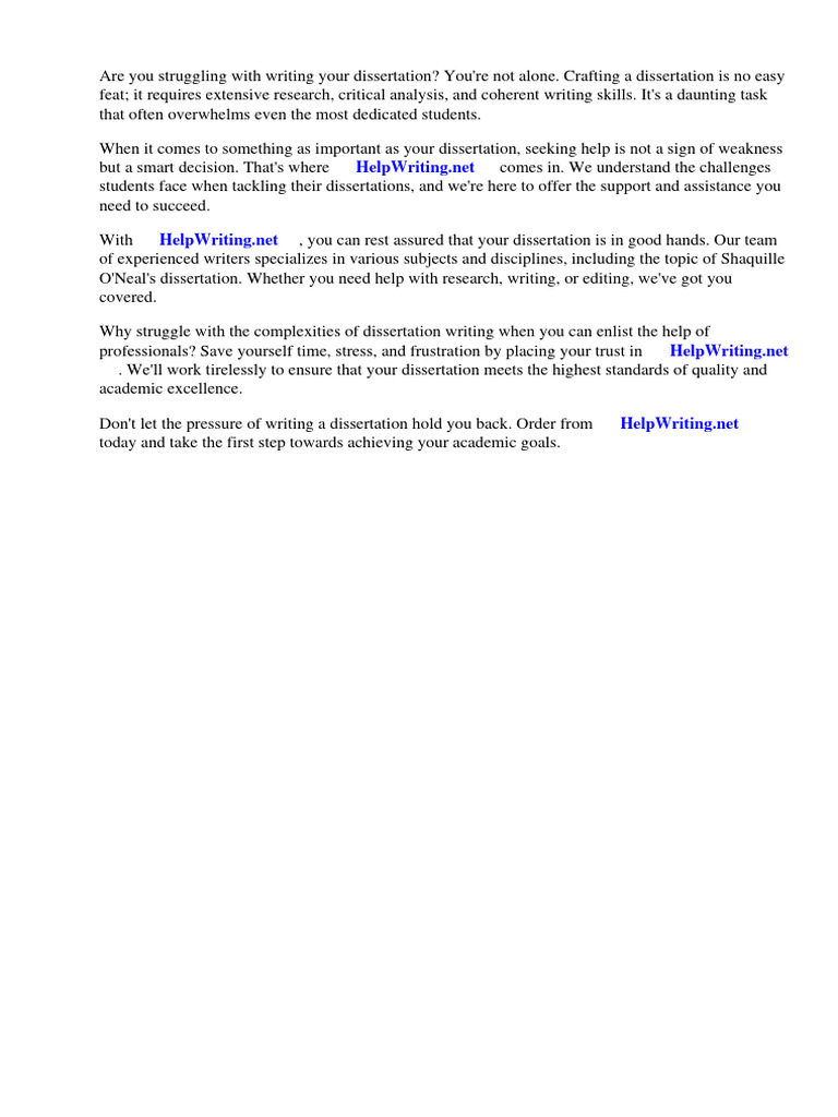 Shaquille o Neal Dissertation | PDF | Thesis | Essays