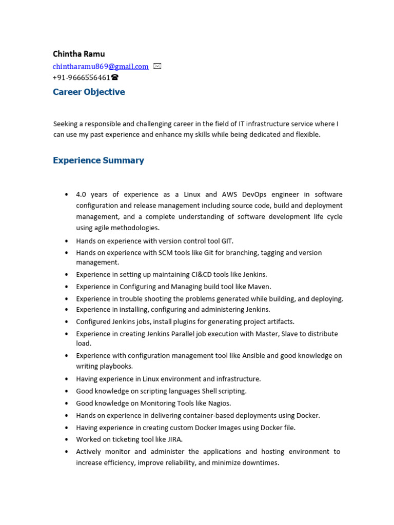 Ramu Devops Resume | PDF | Cloud Computing | Amazon Web Services