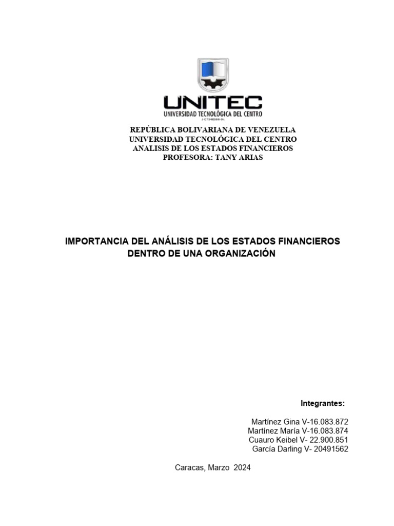 Por Que Es Importante El Análisis de Los Estados Financieros Dentro de Una Organización (1 ...