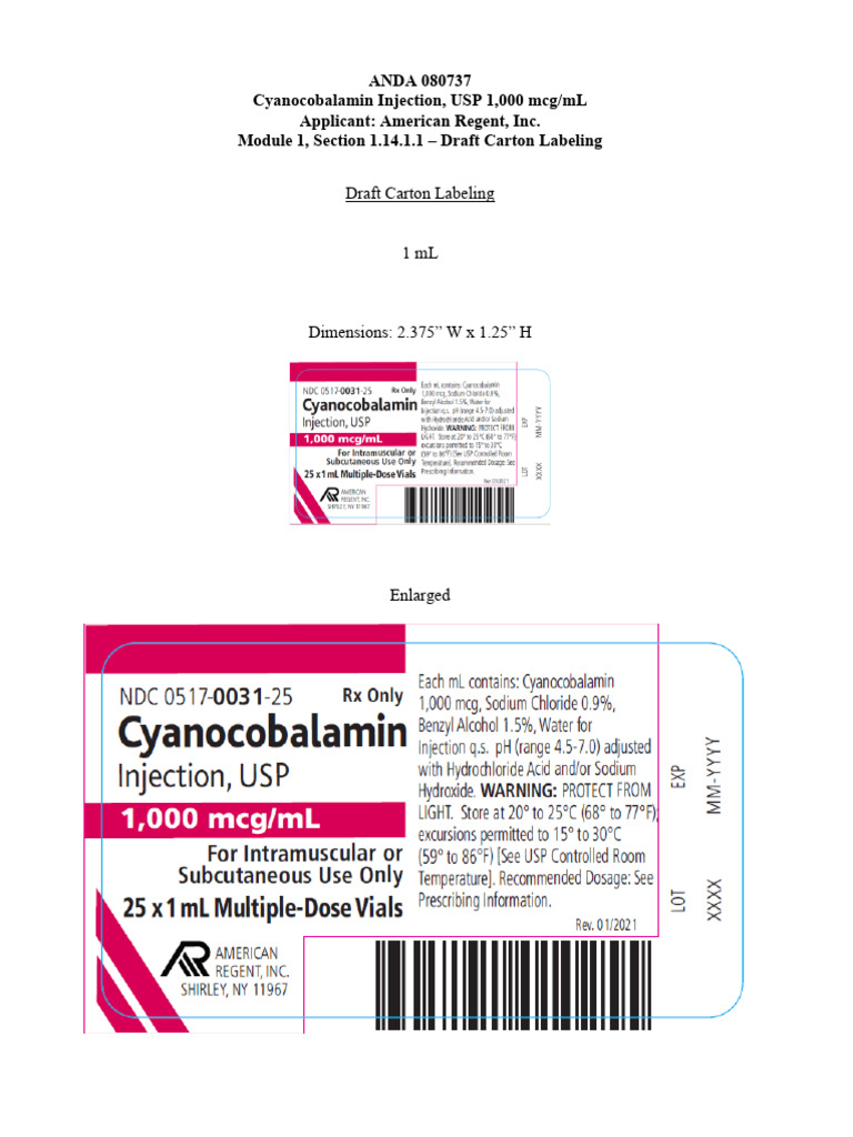 Orig 1 S 040 LBL | PDF | Vitamin B12 | Anemia