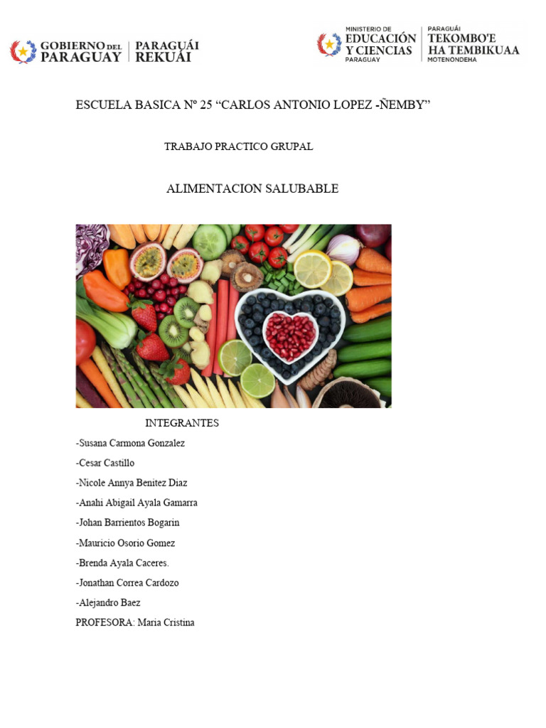 Alimentacion Saludable C.A.L | PDF | Alimentos | Dieta saludable