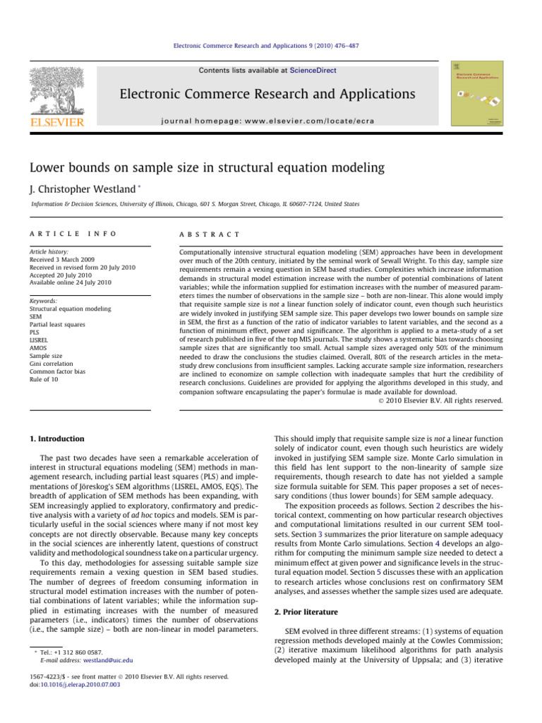 Sample Size Bounds in SEM Analysis | PDF | Structural Equation Modeling ...