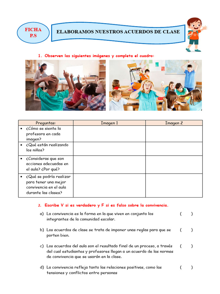 FICHA PS ACUERDOS DE CLASE | PDF