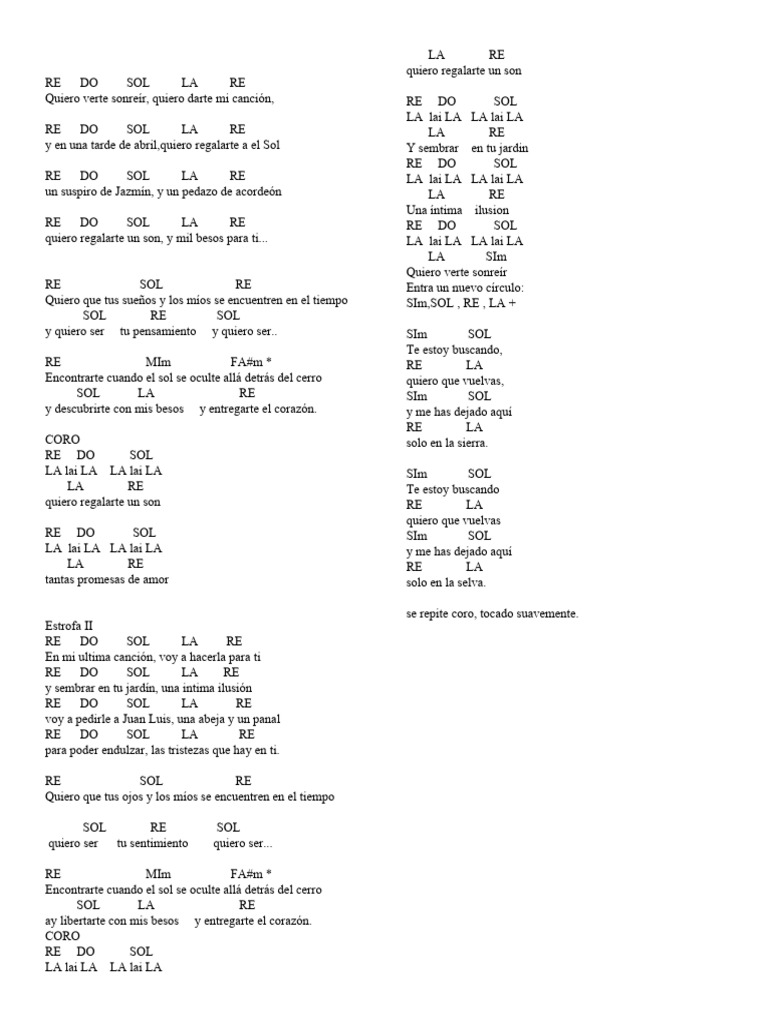 Canción de Amor: Quiero Verte Sonreír | PDF | Poesía